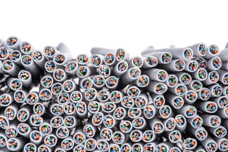 Stack of Network Cable Electrical Wire Information Technology Industry ...