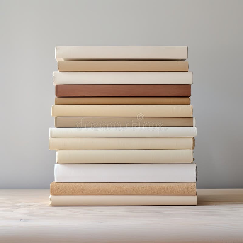 Stack of Neutral-colored Books in Soft Light. Minimalist Still Life ...