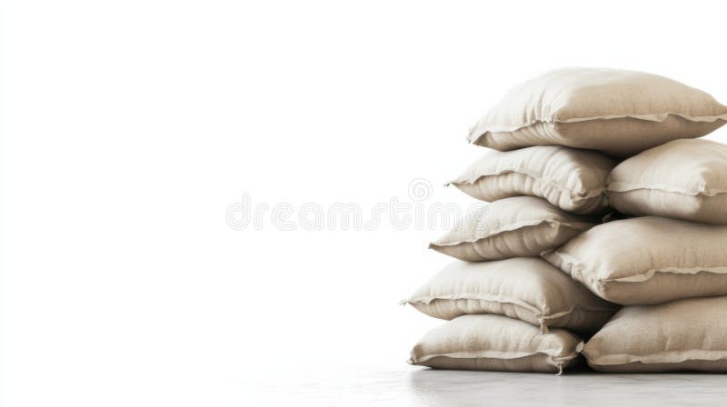 Stack of Neutral-colored Cushions Arranged Neatly on a Light Background ...