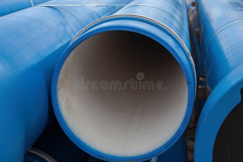 Stack Of New Blue Pipes Tubes Stock Photo - Image of orifice, conduit ...