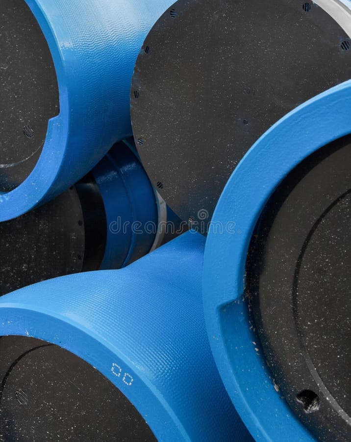 Stack of New Blue Pipes Tubes Stock Photo - Image of abstract, line ...