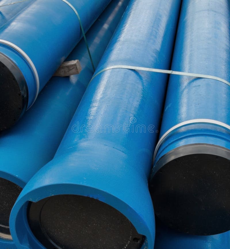 Stack of New Blue Pipes Tubes Stock Image - Image of canalization ...