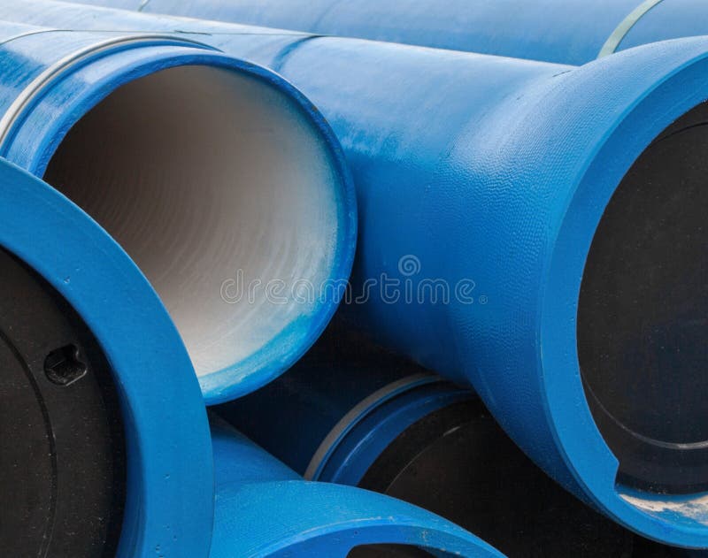 Stack of New Blue Pipes Tubes Stock Photo - Image of line, canalization ...