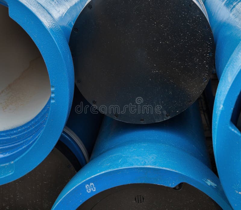 Stack of New Blue Pipes Tubes Stock Photo - Image of circular, cylinder ...