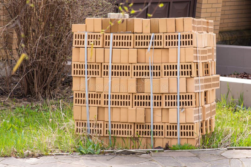 Stack of New Brick New Background Texture Pattern Stock Photo - Image ...