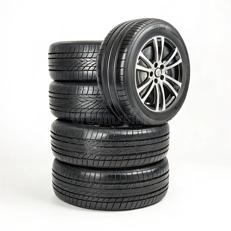 Stack of New Car Tires Isolated on Transparent Background Stock ...