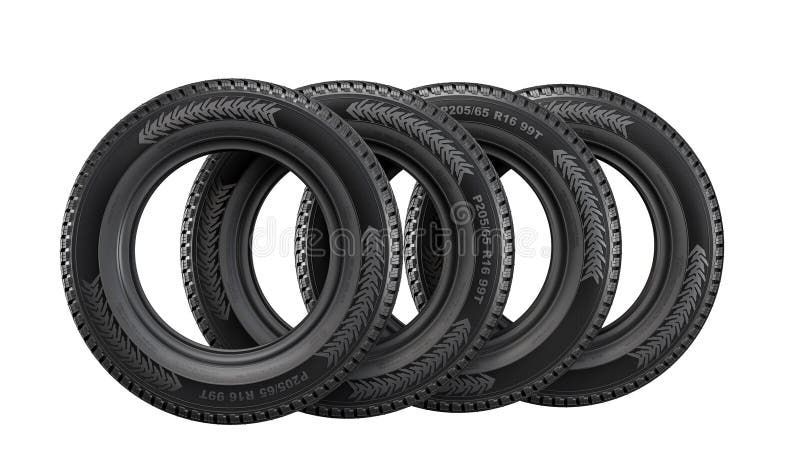 Stack of New Car Tires on White Background Stock Illustration ...