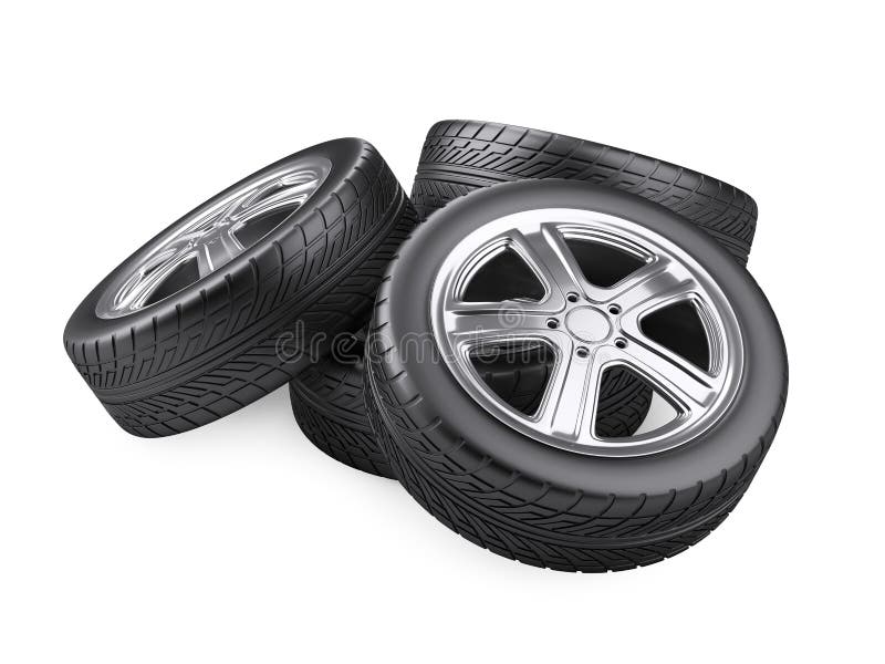 Stack new car wheels. stock illustration. Illustration of icon - 99194357