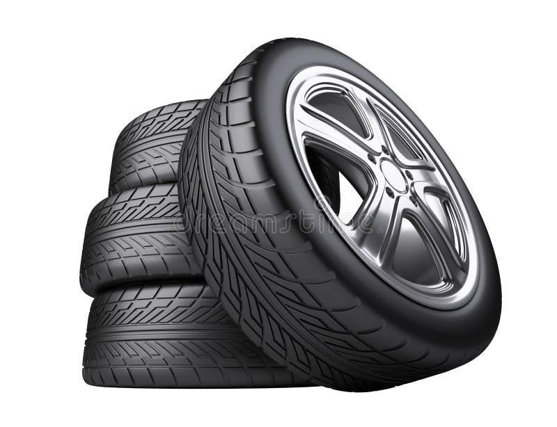 Stack of Car wheels stock illustration. Illustration of garage - 25302434