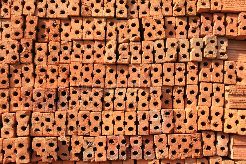 Stack of New clay bricks stock image. Image of pattern - 52515181