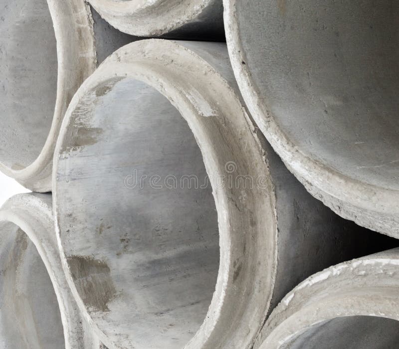 Stack of New Concrete Pipes Stock Image - Image of drainage, industrial ...