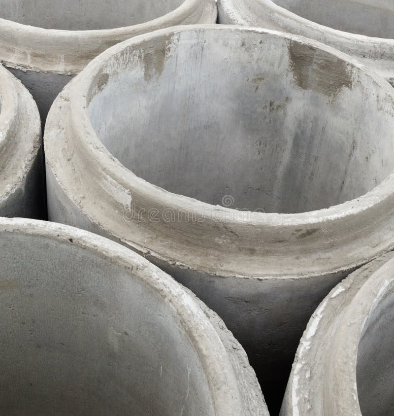 Stack of New Concrete Pipes Stock Photo - Image of channel, cylinder ...