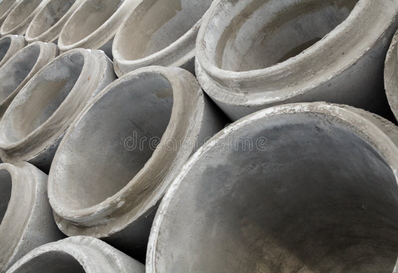 Stack of New Concrete Pipes Stock Image - Image of coupling, diameter ...