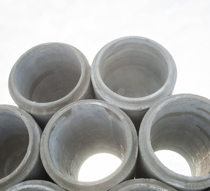 Stack of New Concrete Pipes Stock Photo - Image of duct, business ...