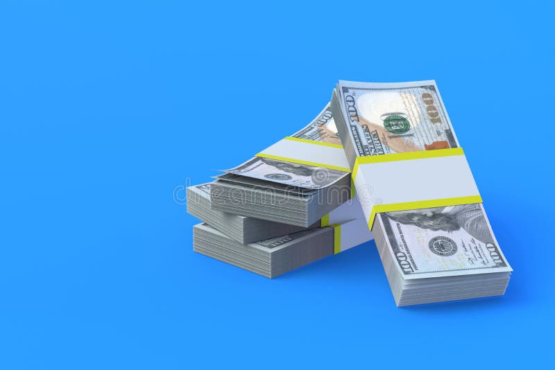 Dollar Banknotes Isolated on White Background. Stack of Money Stock ...