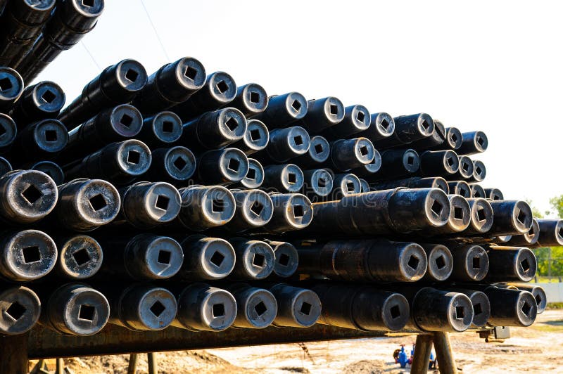 Stack of new drill pipes stock image. Image of caps - 154856771