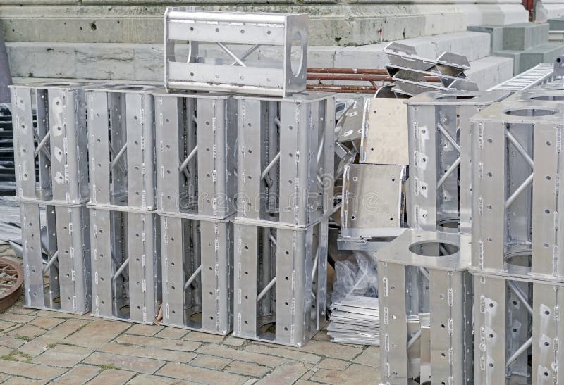 Stack of Metal Trusses for Mounting the Stage Stock Image - Image of ...