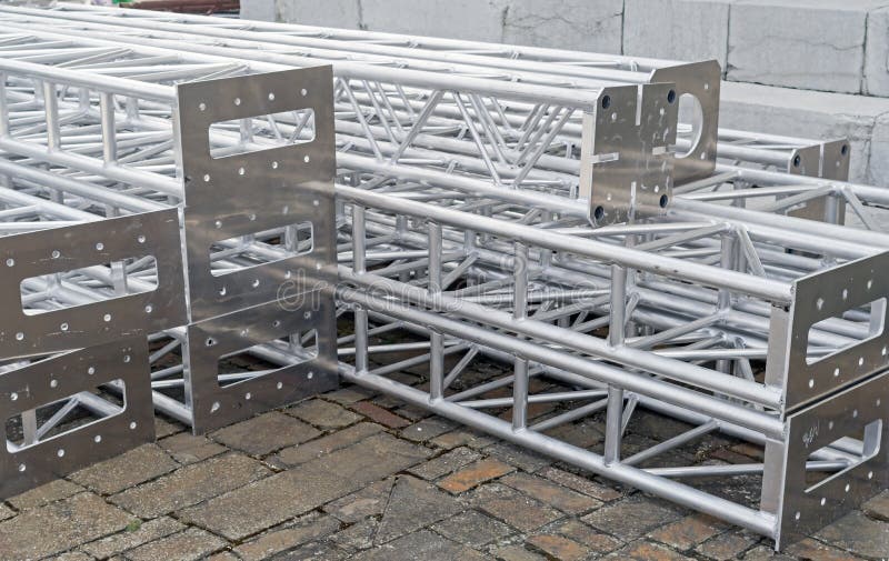 Stack of Metal Trusses for Mounting the Stage Stock Photo - Image of ...