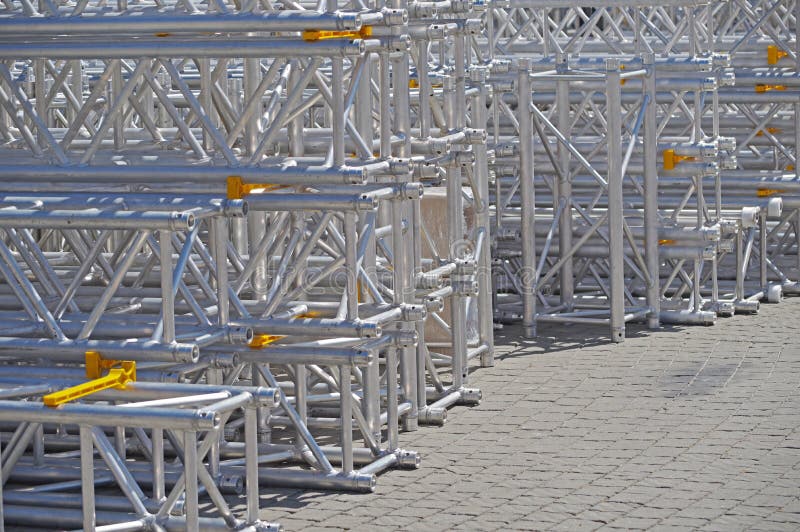 Stack of Metal Trusses for Mounting the Stage Stock Photo - Image of ...