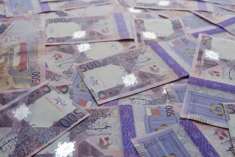Stack of New 500 Qatari Riyal Banknotes Stock Image - Image of isolated ...