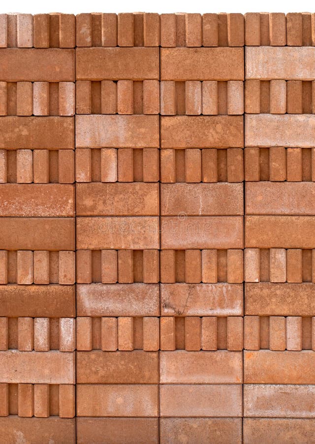 Stack of new red bricks stock photo. Image of square - 38480844