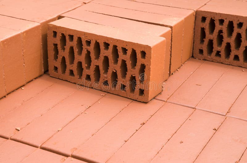 A Stack of New Red Clay Bricks Stock Photo - Image of hard, equipment ...