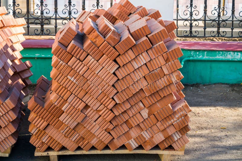 A Stack of New Red Facing Bricks.Construction,improvement Stock Image ...