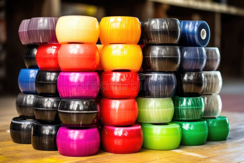 Stack of New Skateboard Wheels Stock Photo - Image of skateboard ...