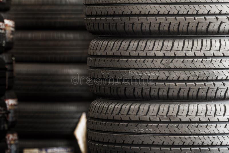 Stack of new tires stock photo. Image of line, black - 59109160