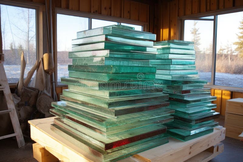 Stack of New Window Glass Panes Ready for Installation Stock ...