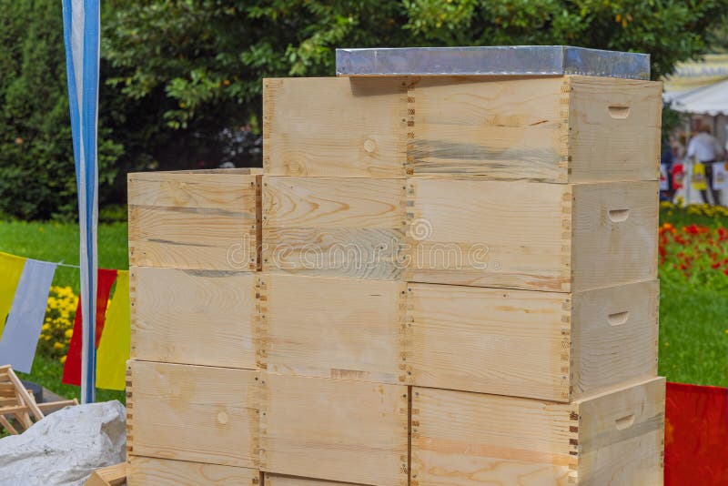 New Beehive Boxes stock photo. Image of fall, serbia - 259921490