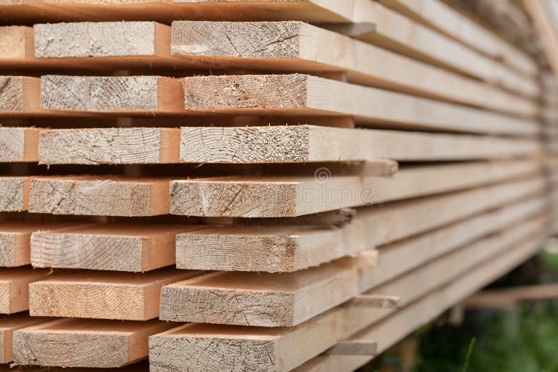 Stack of New Wooden Studs at a Lumber Yard, Warm Color, Stock Photo ...