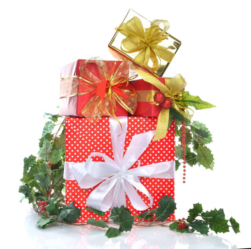 Stack of New Year Christmas Presents Gifts Stock Photo - Image of ...