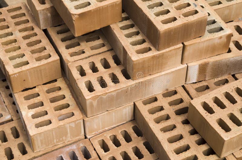 A Stack of New Yellow Clay Bricks Stock Image - Image of pile ...