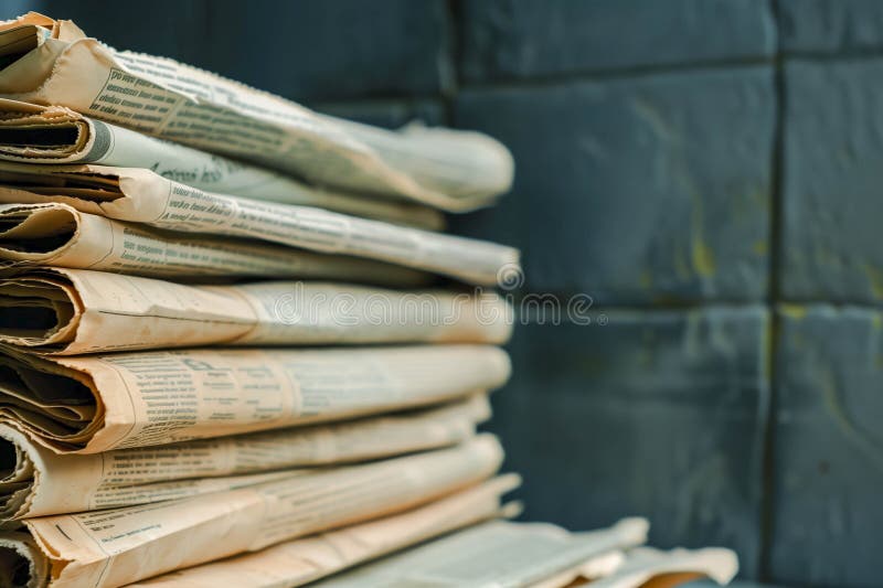 Stack of Newspaper with Copy Space Stock Illustration - Illustration of ...