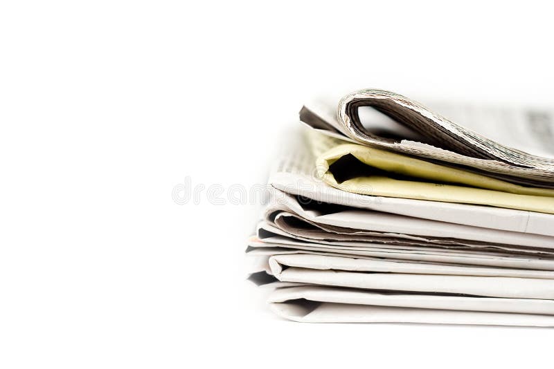 Stack of Newspapers in Color Isolated Stock Image - Image of journal ...