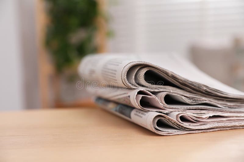 Stack Newspapers Different Languages Table Indoors Closeup Stock Photos ...