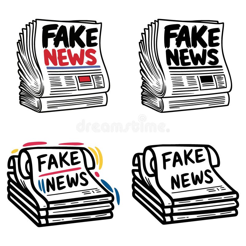 Stack of Newspapers with the Headline Fake News, Vector Icon Set Stock ...