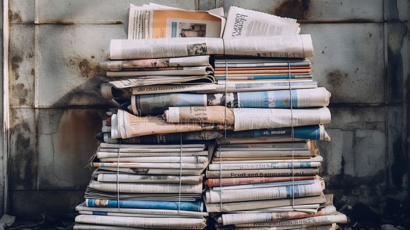 A Stack of Newspapers with Headlines. Generative AI Stock Illustration ...