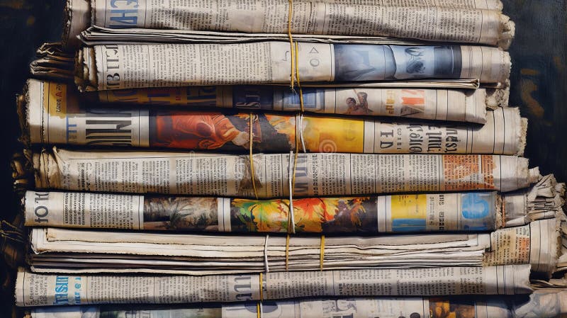 A Stack of Newspapers with Headlines. Generative AI Stock Illustration ...