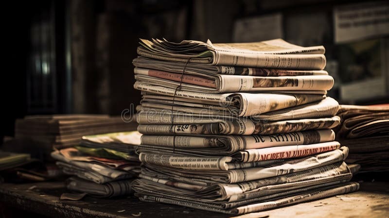 A Stack of Newspapers with Headlines. Generative AI Stock Illustration ...