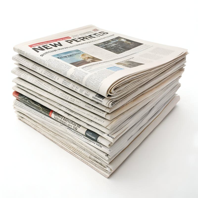 Stack of Newspapers Isolated on White Background Stock Illustration ...