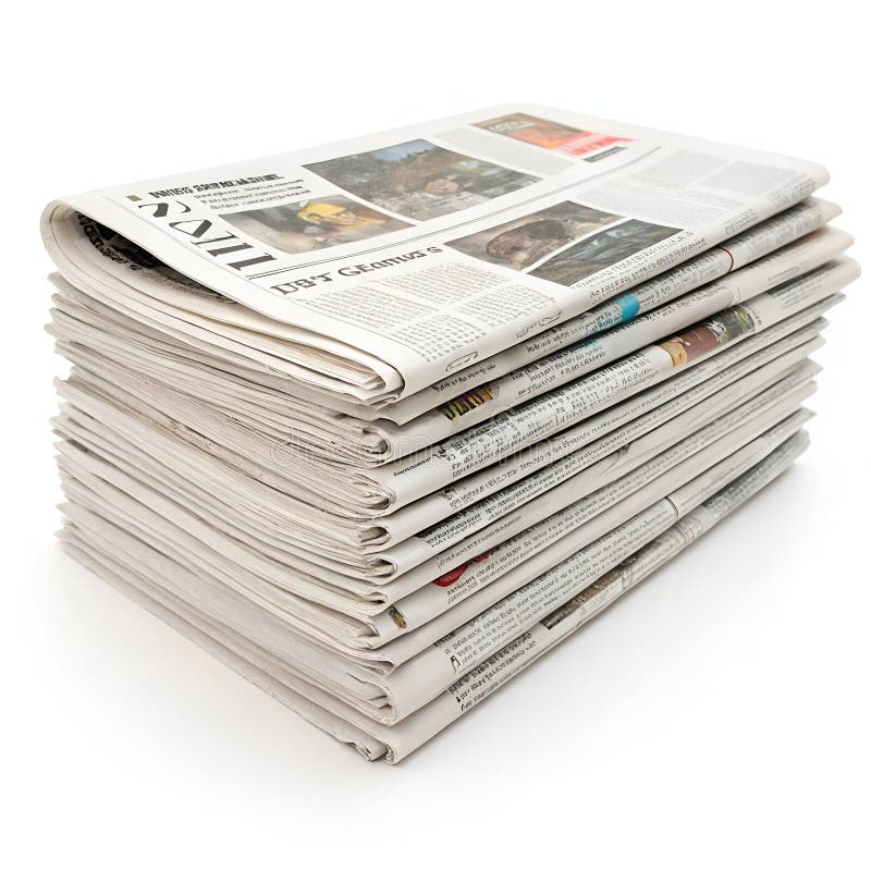 Stack of Newspapers Isolated on White Background Stock Illustration ...