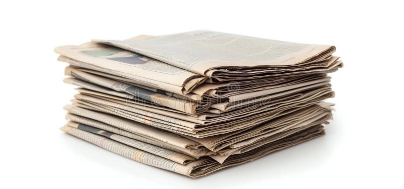 Stack of Newspapers Isolated on White Background. Generative Ai Stock ...