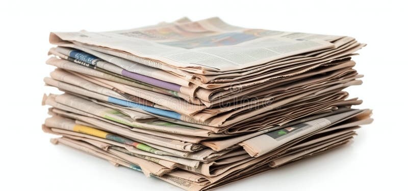 Stack of Newspapers Isolated on White Background. Generative Ai Stock ...