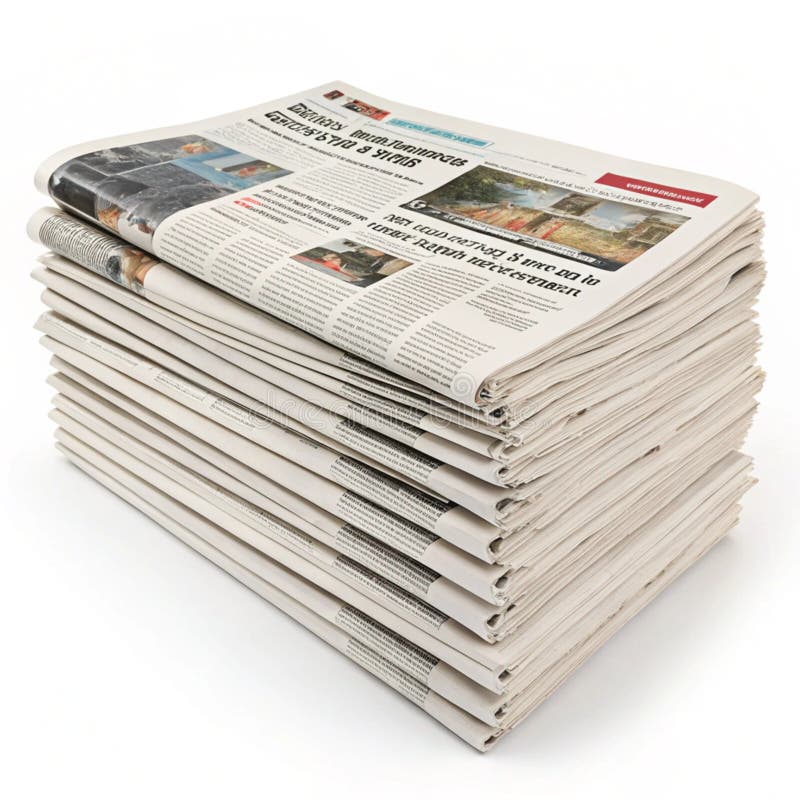 Stack of Newspapers Isolated on White Background Stock Illustration ...