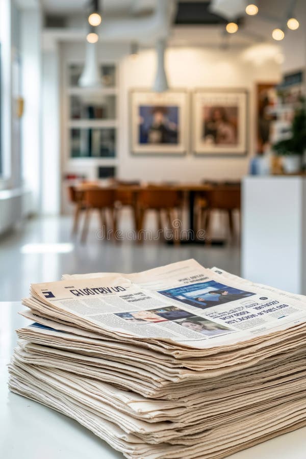 Stack Folded Newspapers Sitting White Background Stock Photos - Free ...