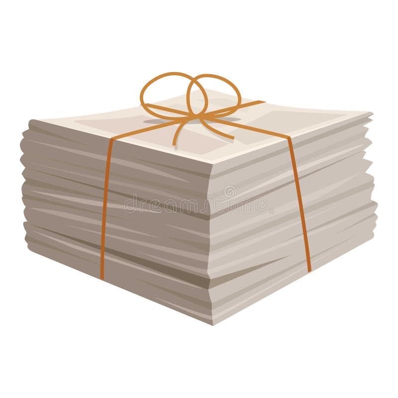 Stack of Newspapers Tied with String Isolated on White Background Stock ...