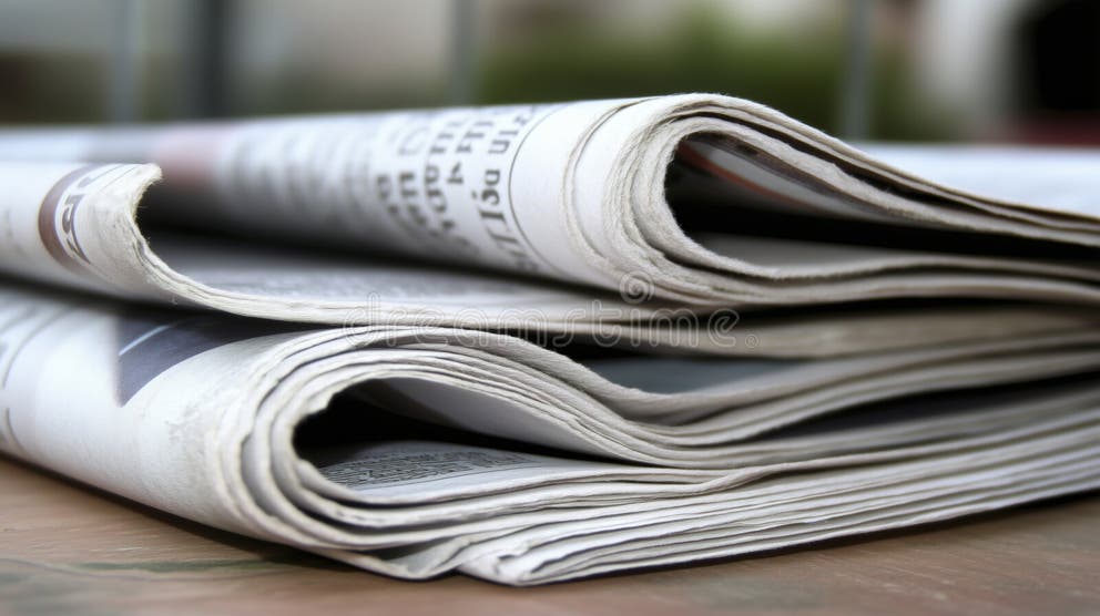 A Stack of Newspapers with the Top One Having Theadlines Stock ...