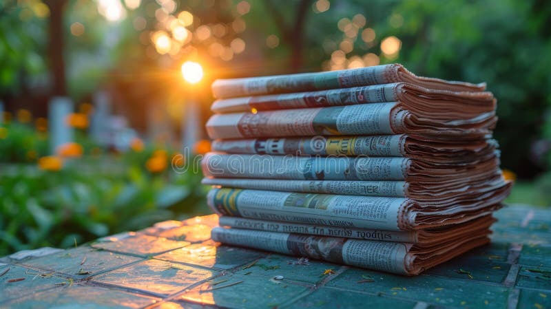 Stack of Newspapers on Window Sill Stock Image - Image of organization ...